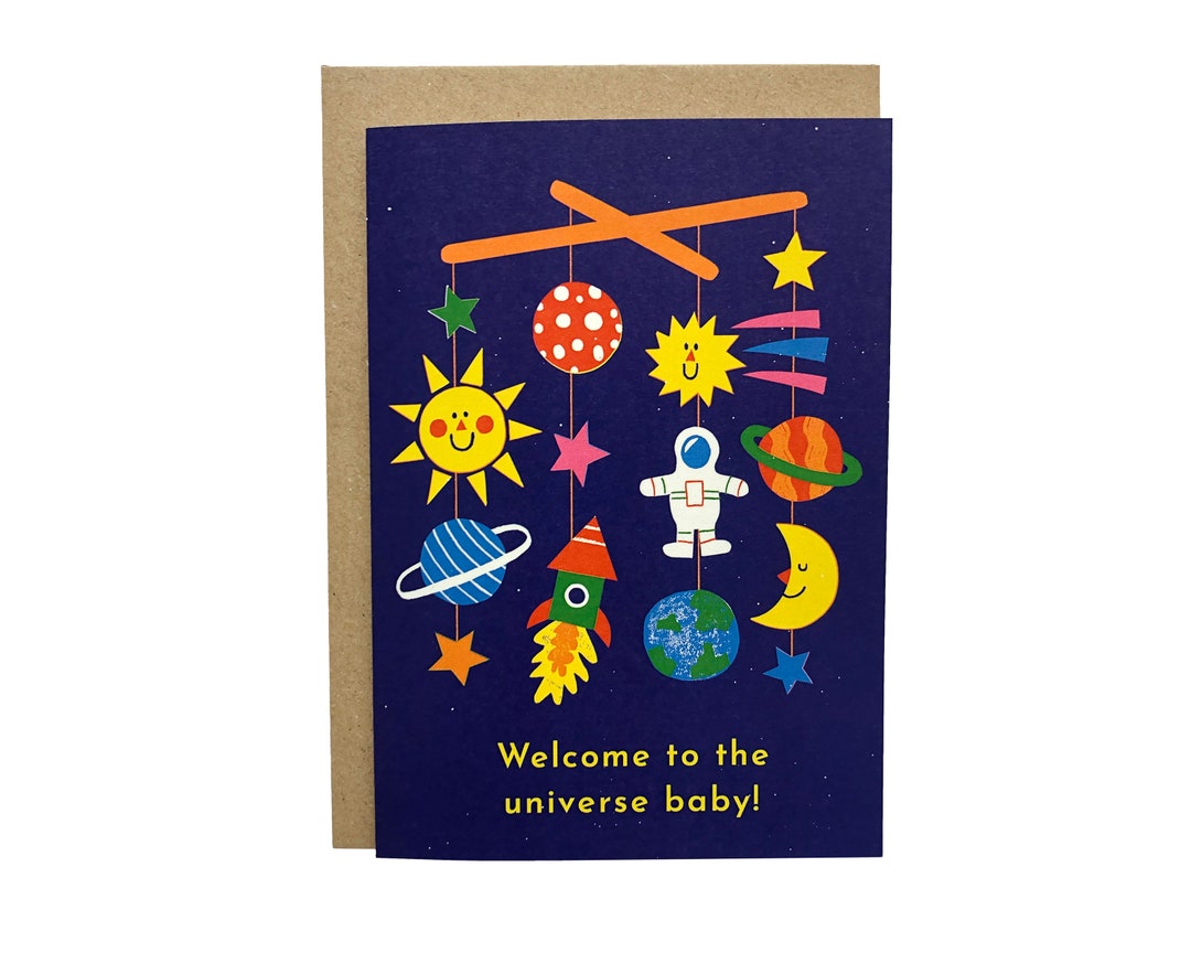 New Baby Card Welcome Outer Space - Etsy