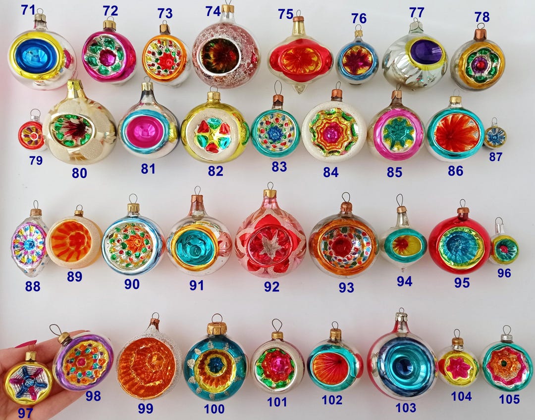 Glass Vintage Christmas Tree Ornament, RETRO Xmas Home Decor Pink Green ...