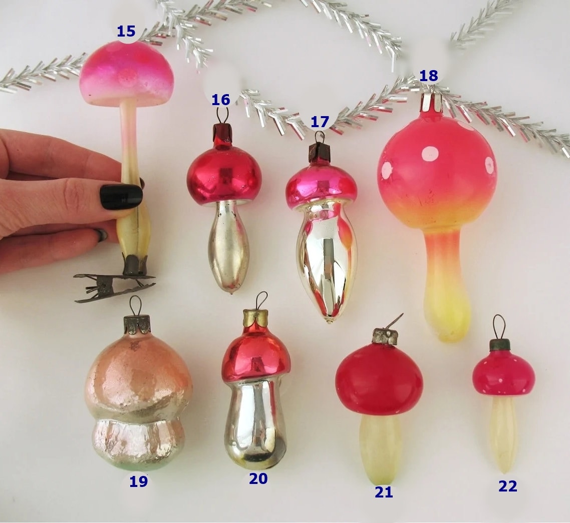 MUSHROOM Glass Vintage Christmas Tree Ornaments - Etsy