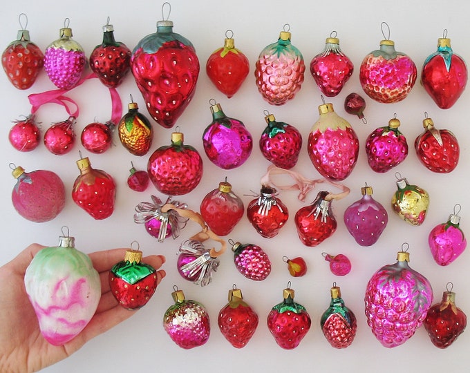 Strawberry Glass Vintage Home Decor, Silver-mercury Retro Christmas ...