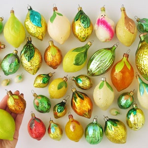 Lemon Glass Vintage Christmas Tree Ornaments, Retro Silver-mercury Home ...