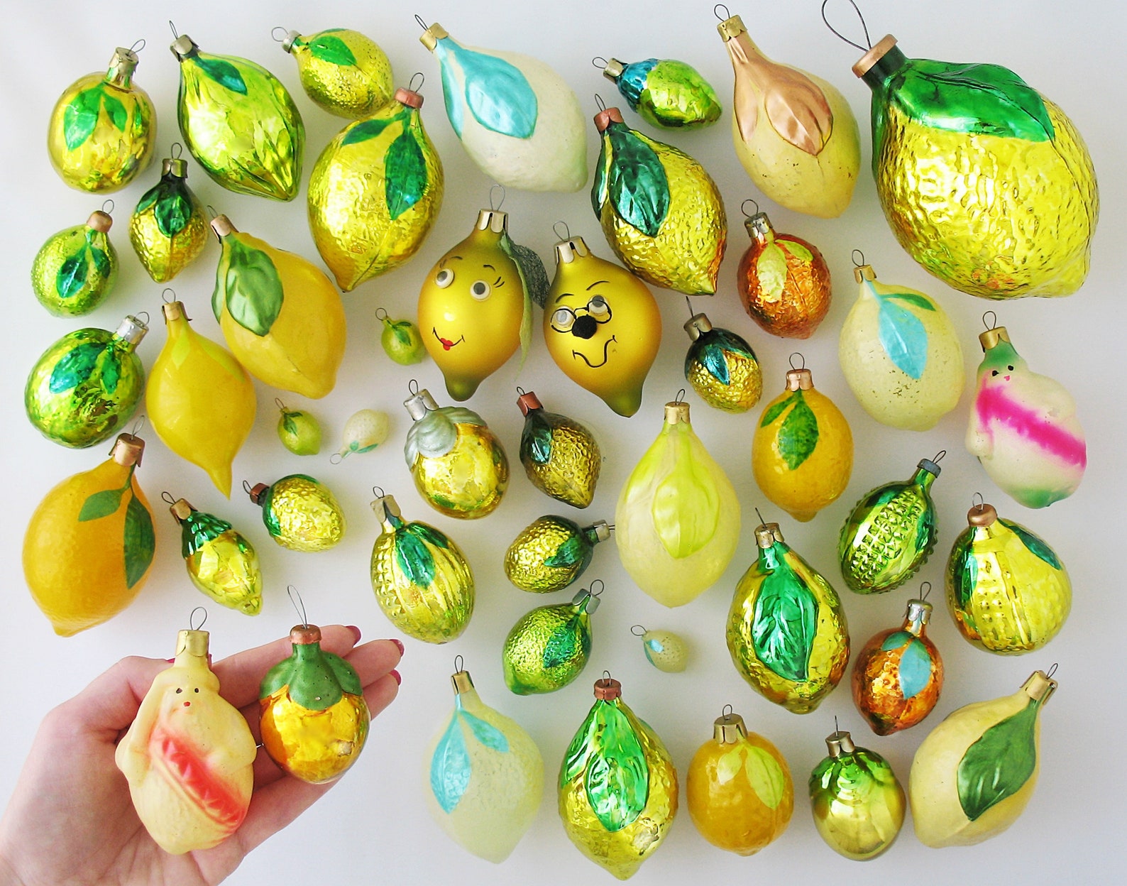 Lemon - Glass Vintage Christmas Tree Ornaments, Retro Silver-mercury ...