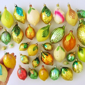 Lemon Glass Vintage Christmas Tree Ornaments, Retro Silver-mercury Home ...
