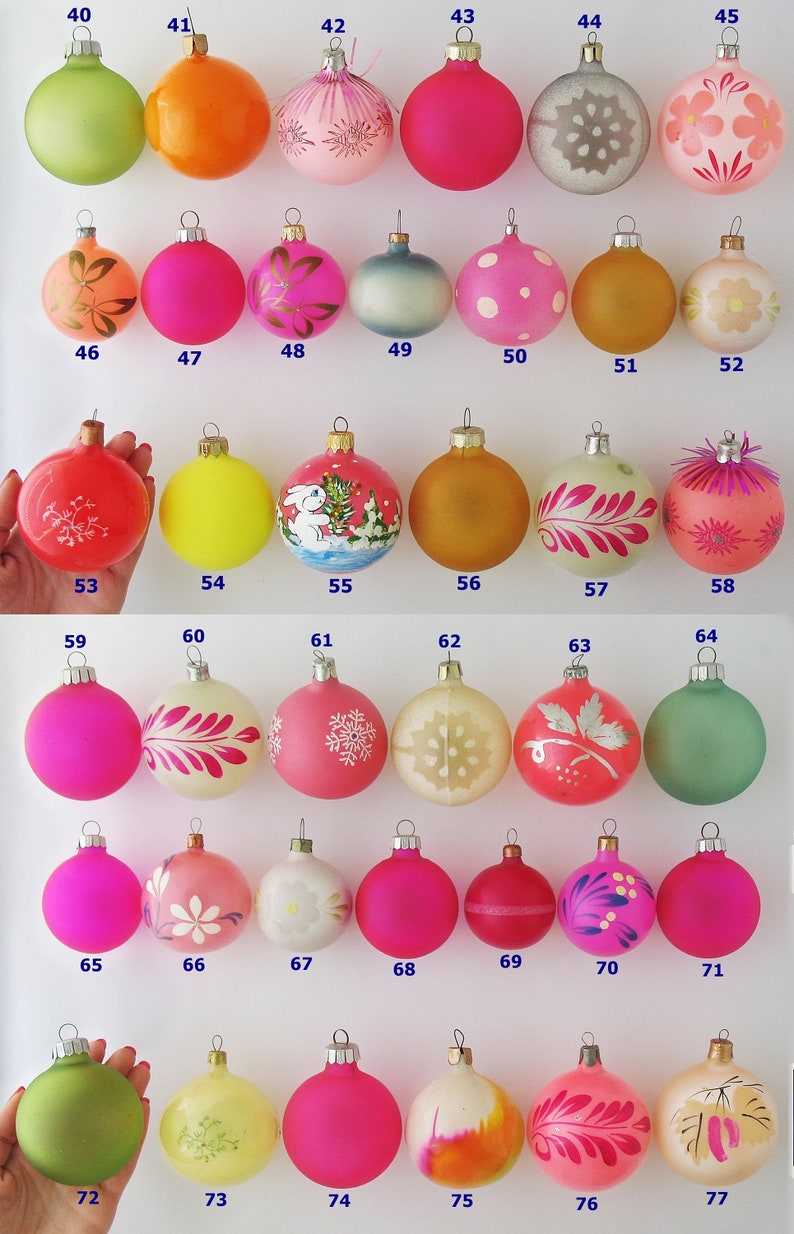 BALL- Glass Vintage Christmas Tree Ornament, Retro Home Decor, Xmas ...