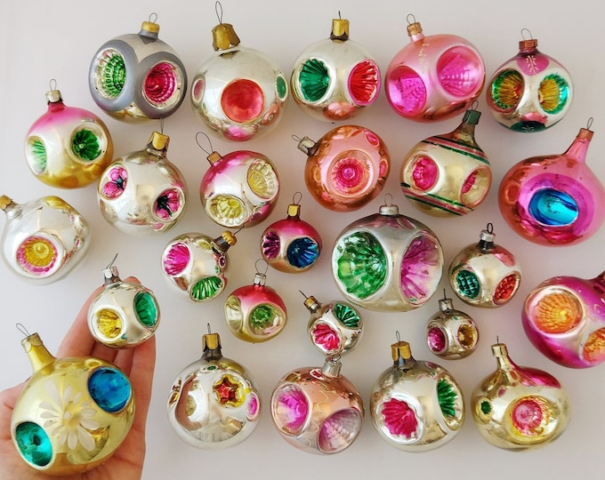 Rare BALL- Vintage Christmas Ornaments, RETRO Glass Home Decor, Silver ...