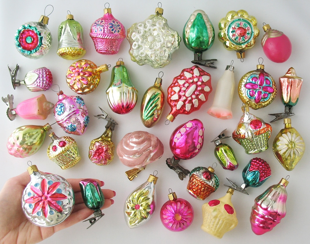 FLOWER Retro Christmas Ornaments, Vintage Home Decor, Silver-mercury ...