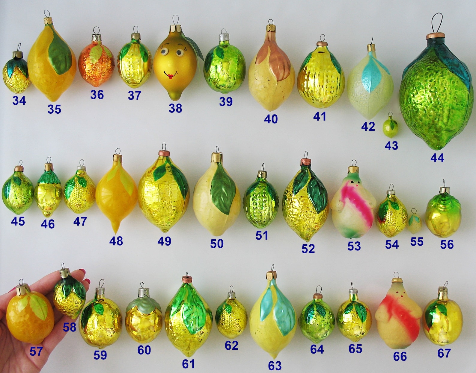Lemon - Glass Vintage Christmas Tree Ornaments, Retro Silver-mercury ...