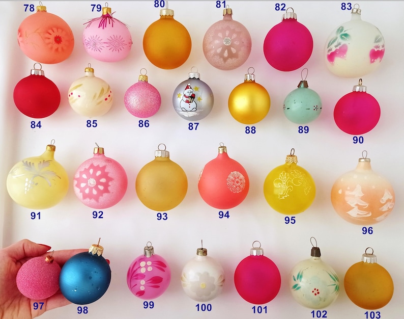BALL- Glass Vintage Christmas Tree Ornament, Retro Home Decor, Xmas ...