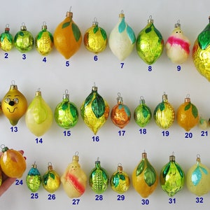 Lemon - Glass Vintage Christmas Tree Ornaments, Retro Silver-mercury ...