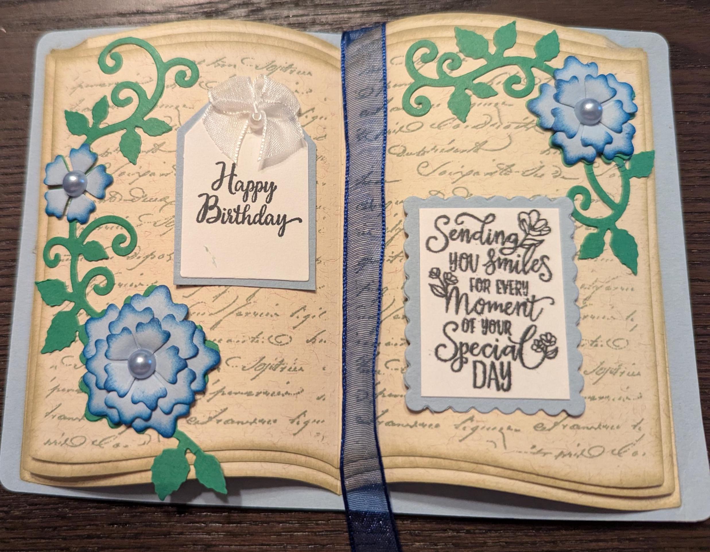 Open Book Happy Birthday Card. Unique Handmade Greeting Card. Layered ...