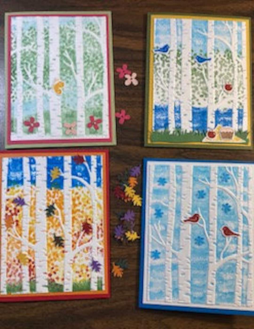 Four Seasons - Tree Embossed Cards - 4 Cards - Etsy