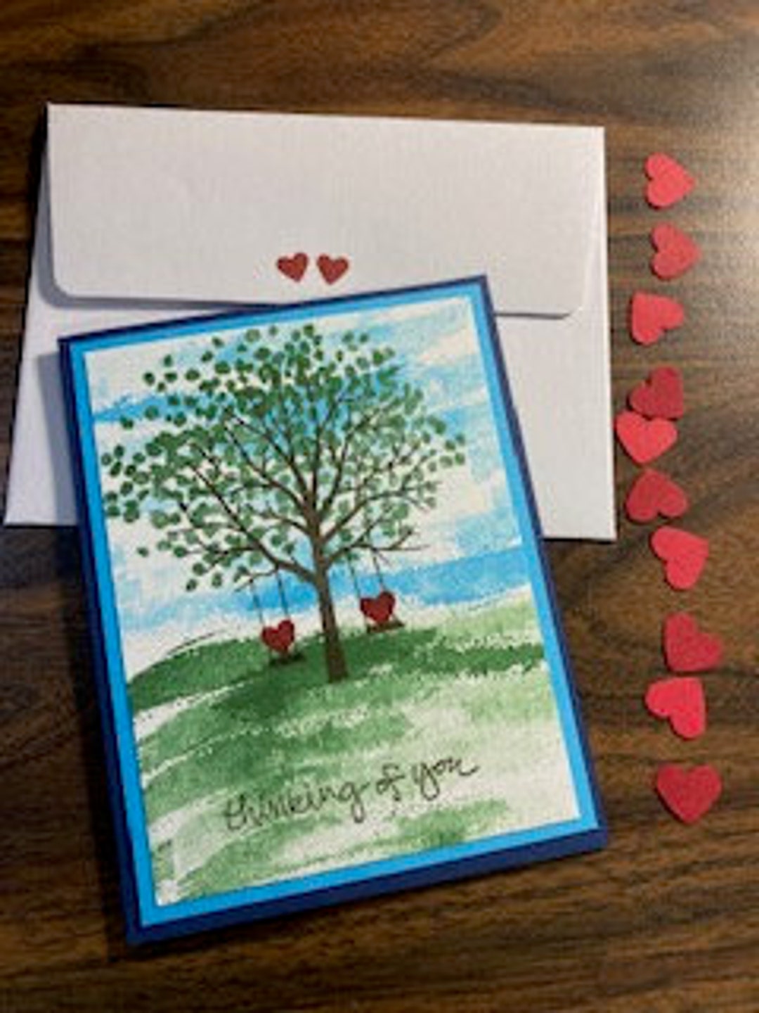 Thinking of You Hearts Swings Greeting Card - Etsy