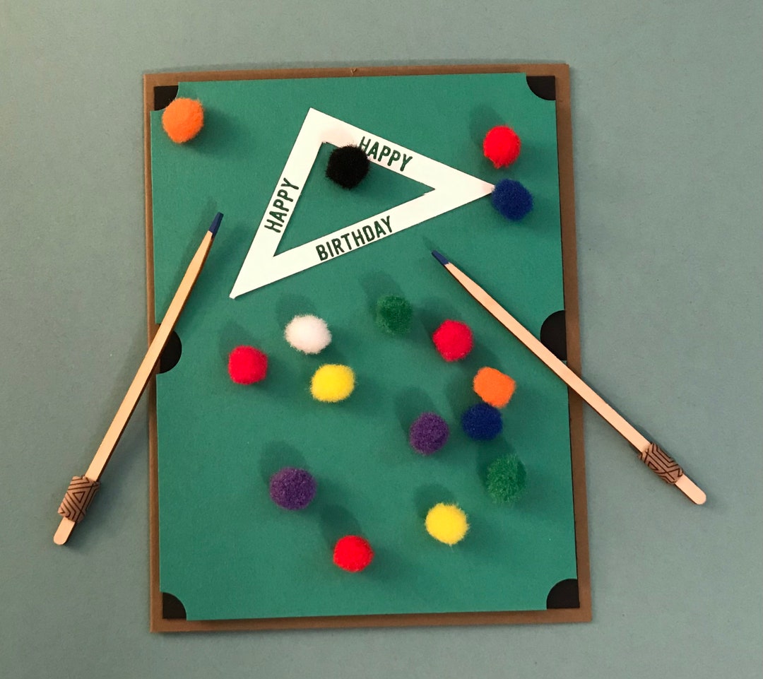 Billiard Table Birthday Card With Hand Folded Envelope - Etsy