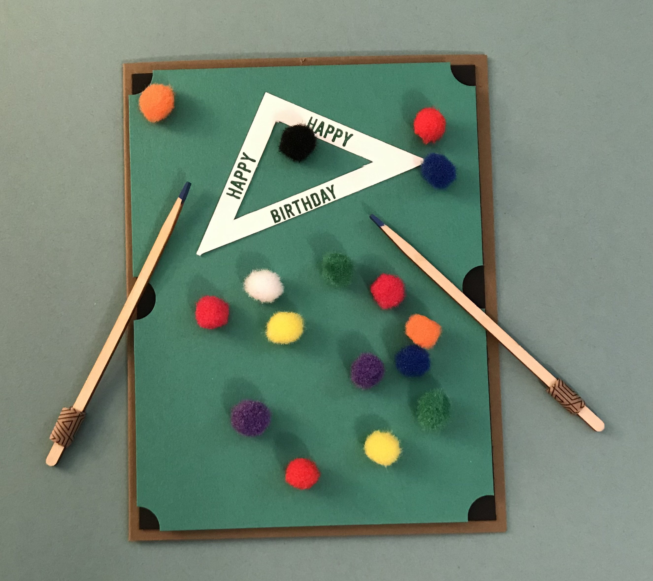 Billiard Table Birthday Card With Hand Folded Envelope - Etsy