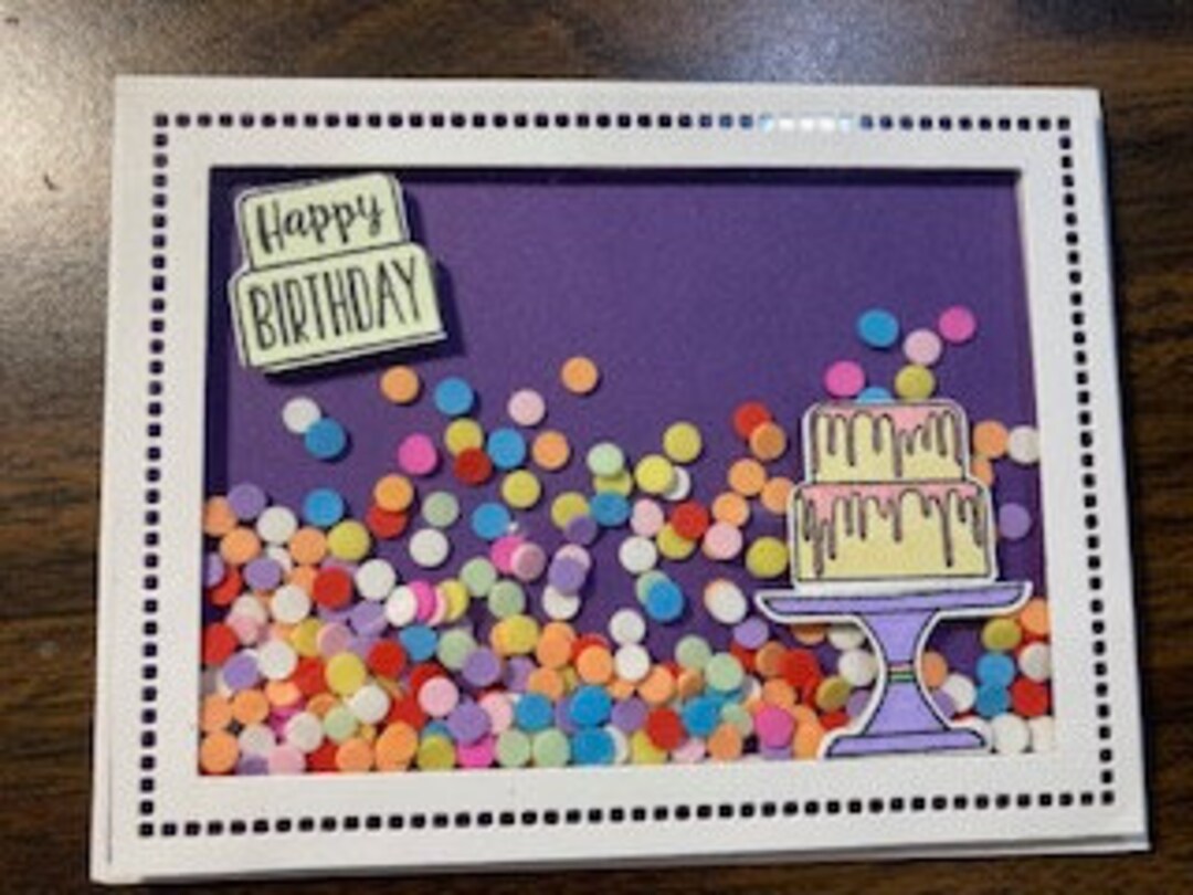 Happy Birthday Cake Shaker Card - Etsy