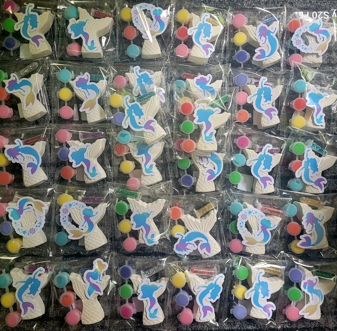 Mermaid Tail and Sticker Plaster Painting Party Favour Kits Boy Girl ...
