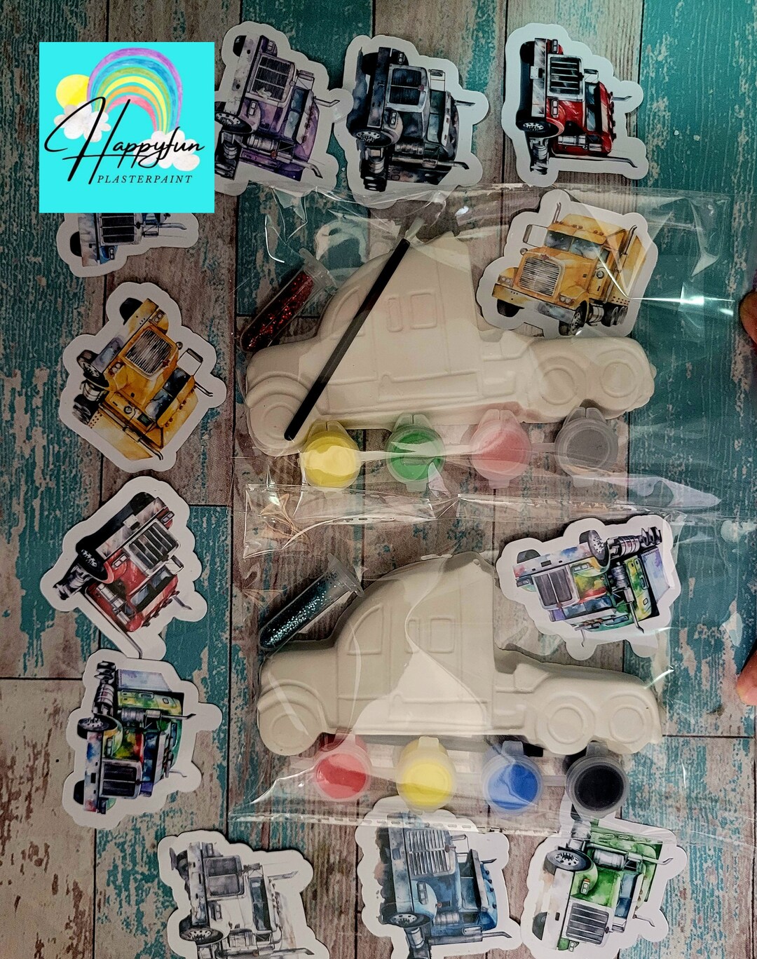 Semi Truck Tractor Vehicle Car Plaster Ornaments Painting Kits Party ...
