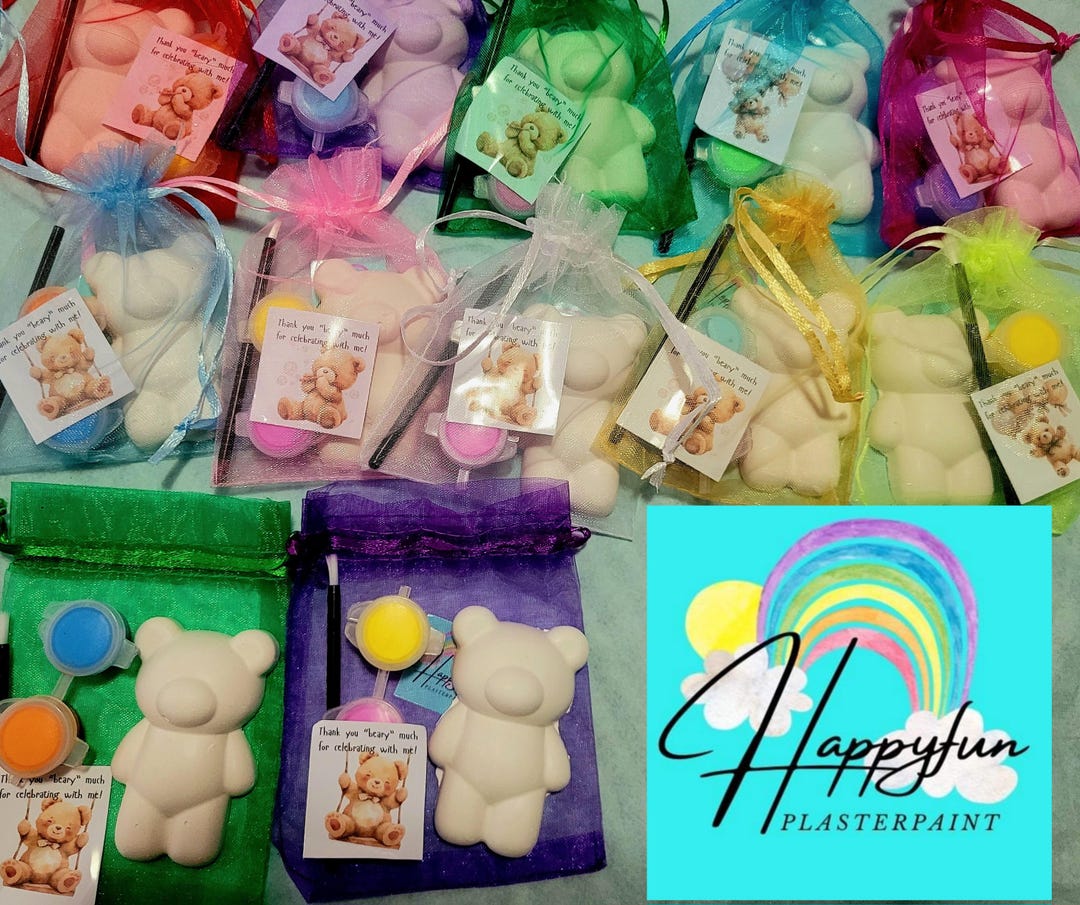 Teddy Bear Plaster Painting Party Favors: Mini DIY Craft Kit - Etsy