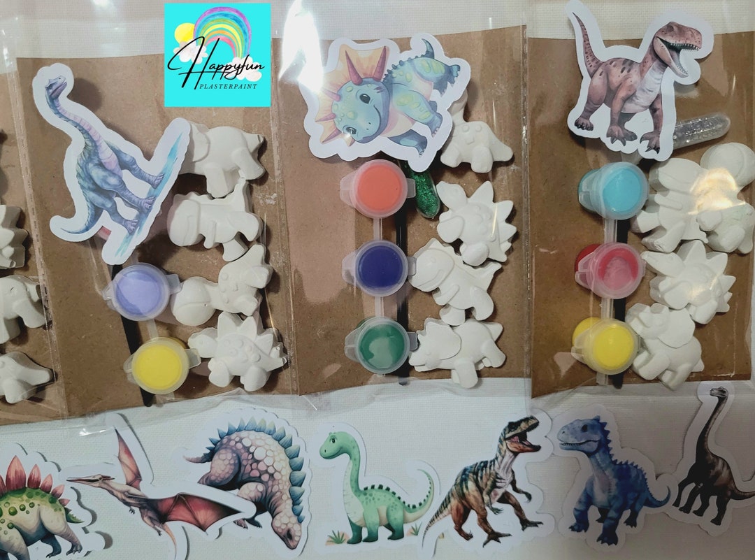 4 Mini Dinosaurs Plaster Painting Kits Dino Gifts Art Kids Party Favor ...