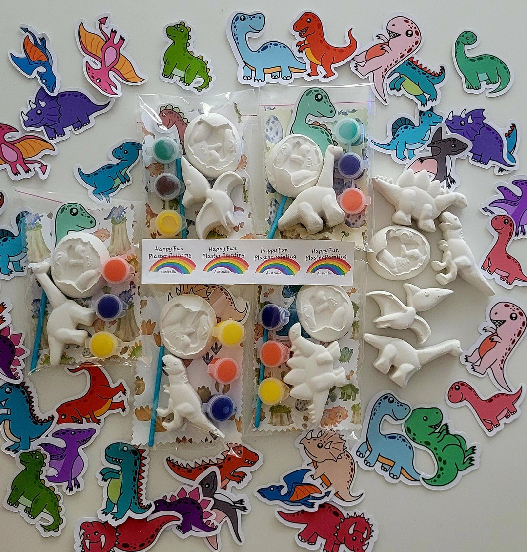 Plaster Painting 2 Dinos Dinosaurs for Boy Girl Party Favour Gifts ...