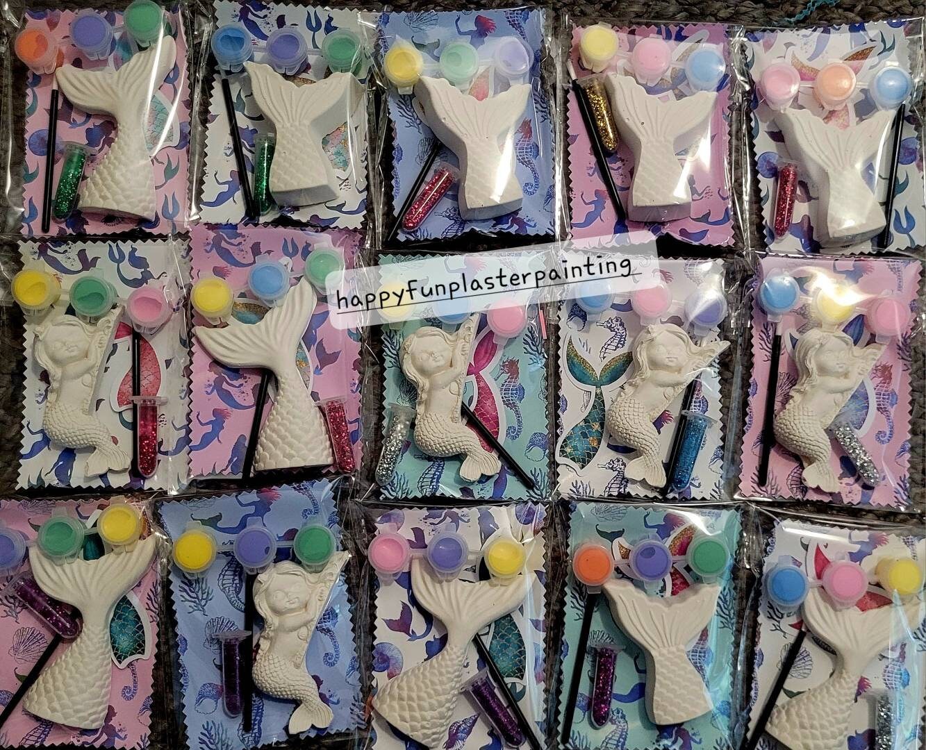 Plaster Painting Mermaid Tail Come With Sticker Party Favor - Etsy ...
