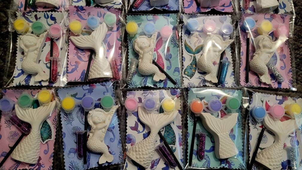 Plaster Painting Mermaid Tail Come With Sticker Party Favor - Etsy ...