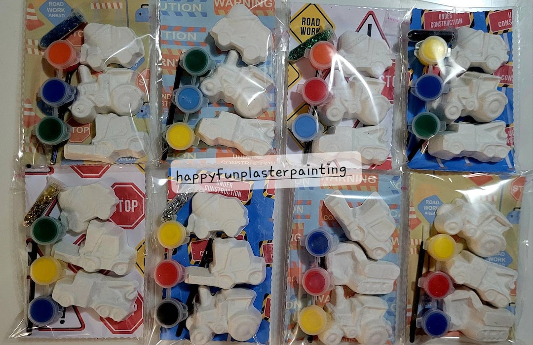 Construction Theme Mini Plaster Painting Party Pack Kits for Art Boy ...