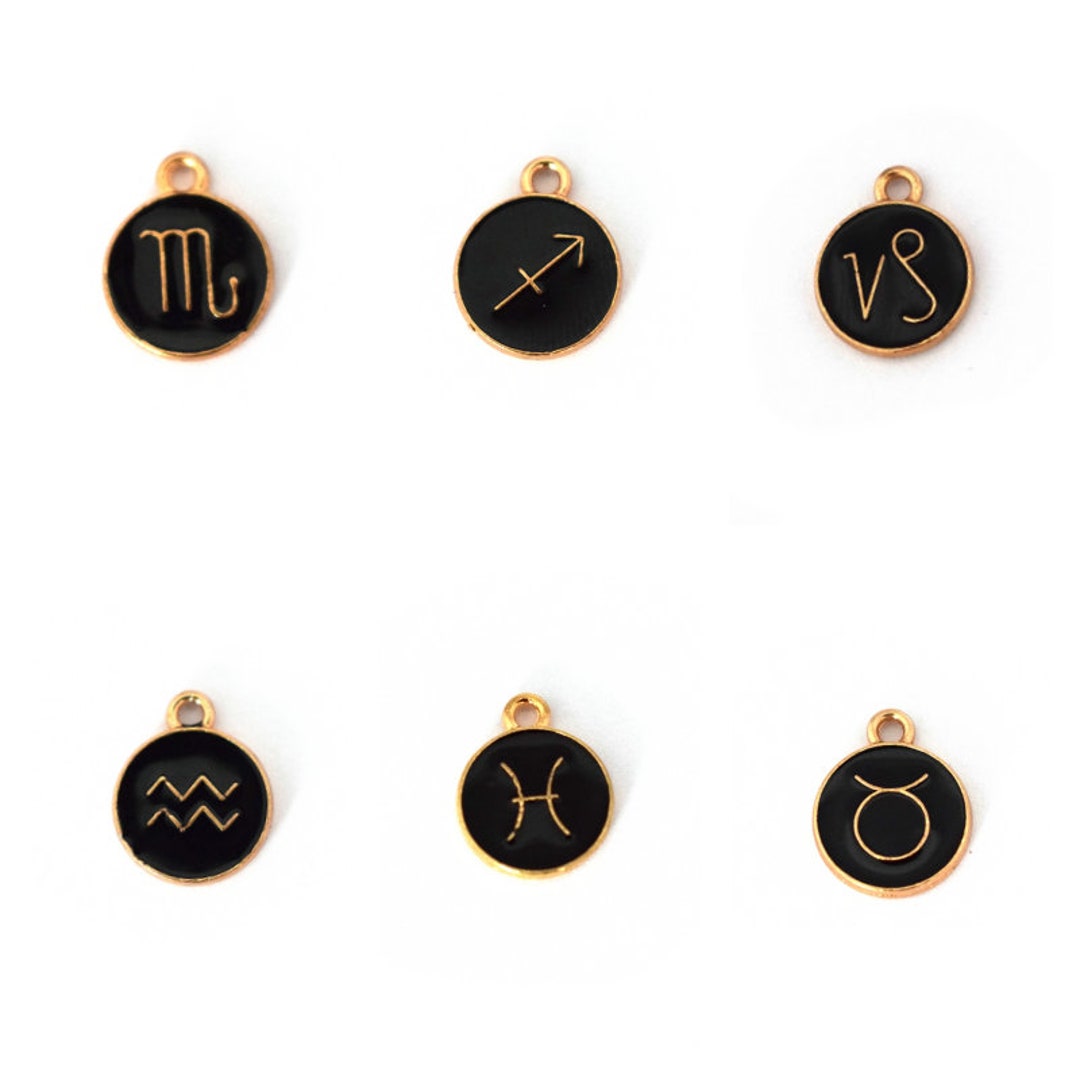 5 10 20 signe astrologique zodiac 12mm doré émaillé noir - Etsy France