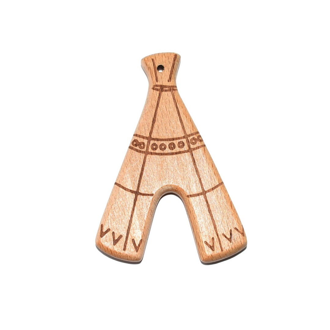 1, 5 or 10 Tipi Shape Teething Ring in Natural Wood rattle ...
