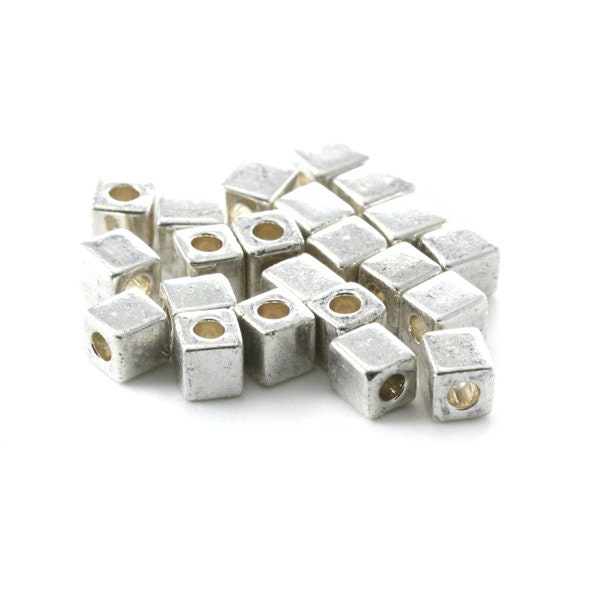 Silver Cube Beads - Etsy