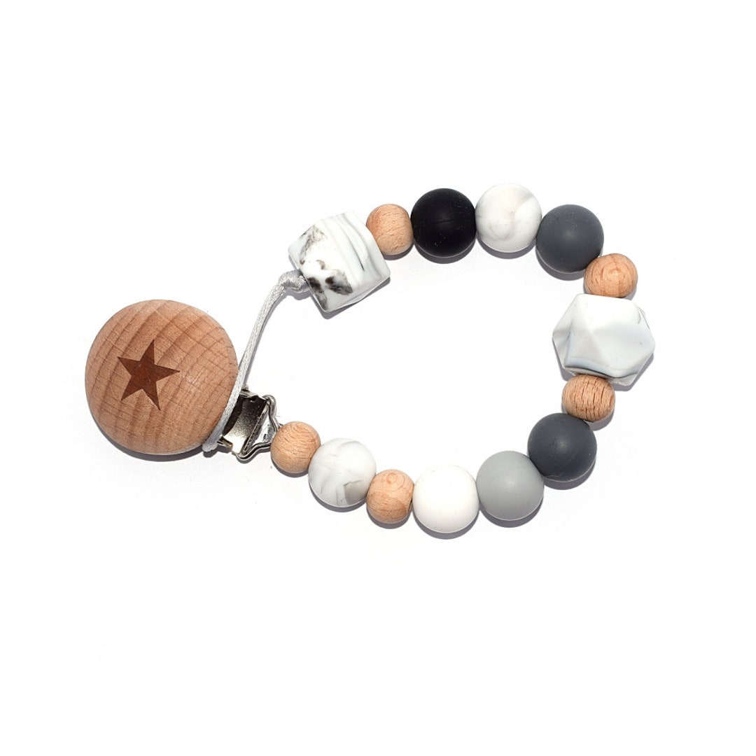 Kit diy Attachment Pacifier / Lollipop Star Wood, Marbled Silicone ...