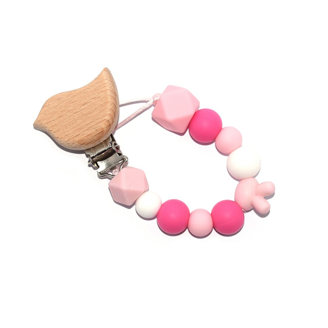 Kit diy Attachment Nipple / Bird Lollipop in Wood, Silicone Beads White ...