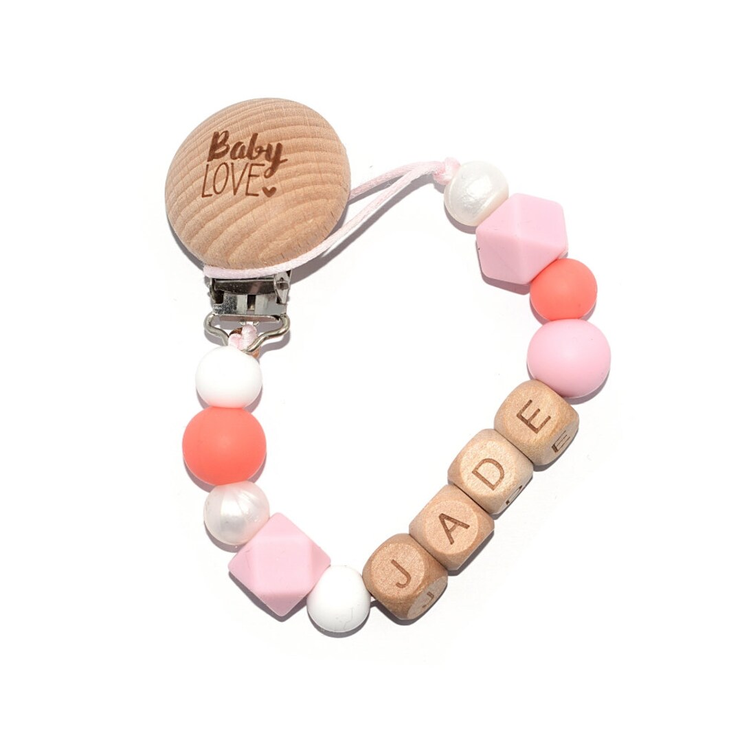 Kit diy Attachment Pacifier / Pacifier baby Love Pearls Pink, Coral and ...