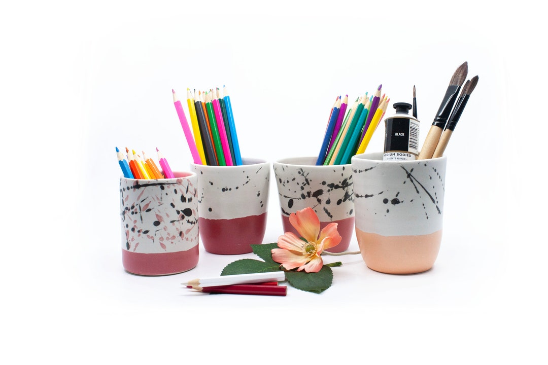 Colourful Desk Organisers, Handmade Ceramic Stoneware Pottery Cups, Pen ...