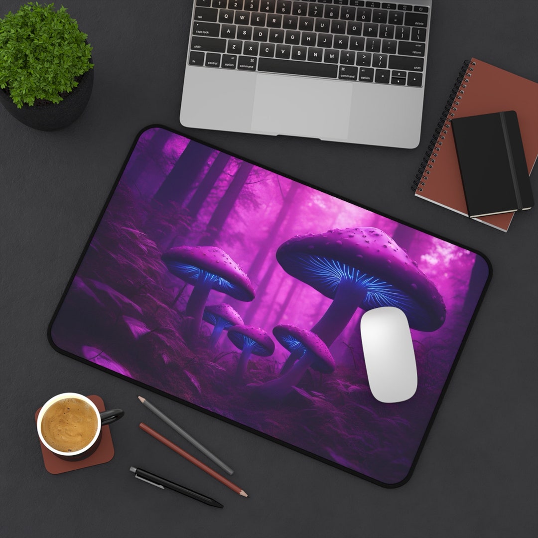 Glowing Mushrooms Neon Desk Mat - Etsy
