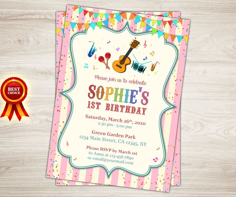 Invitación de cumpleaños de música. Invitación fiesta de la - Etsy México