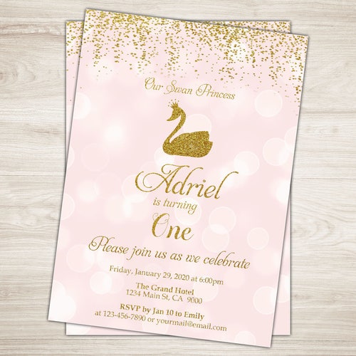 ON SALE Printable Swan Invitation Princess Swan Invitation | Etsy