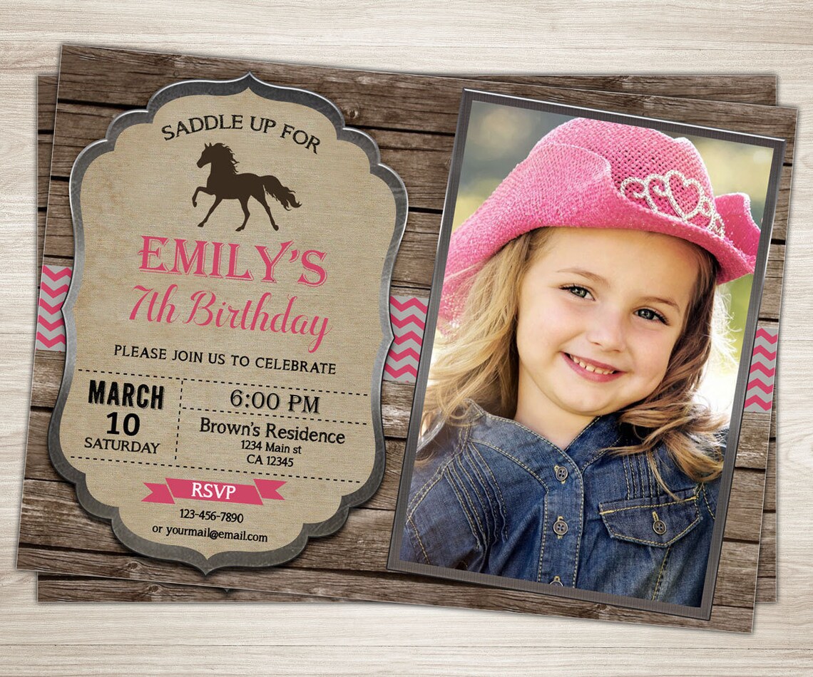 Cowgirl Birthday Invitation Rustic Cowgirl Birthday Invite Etsy