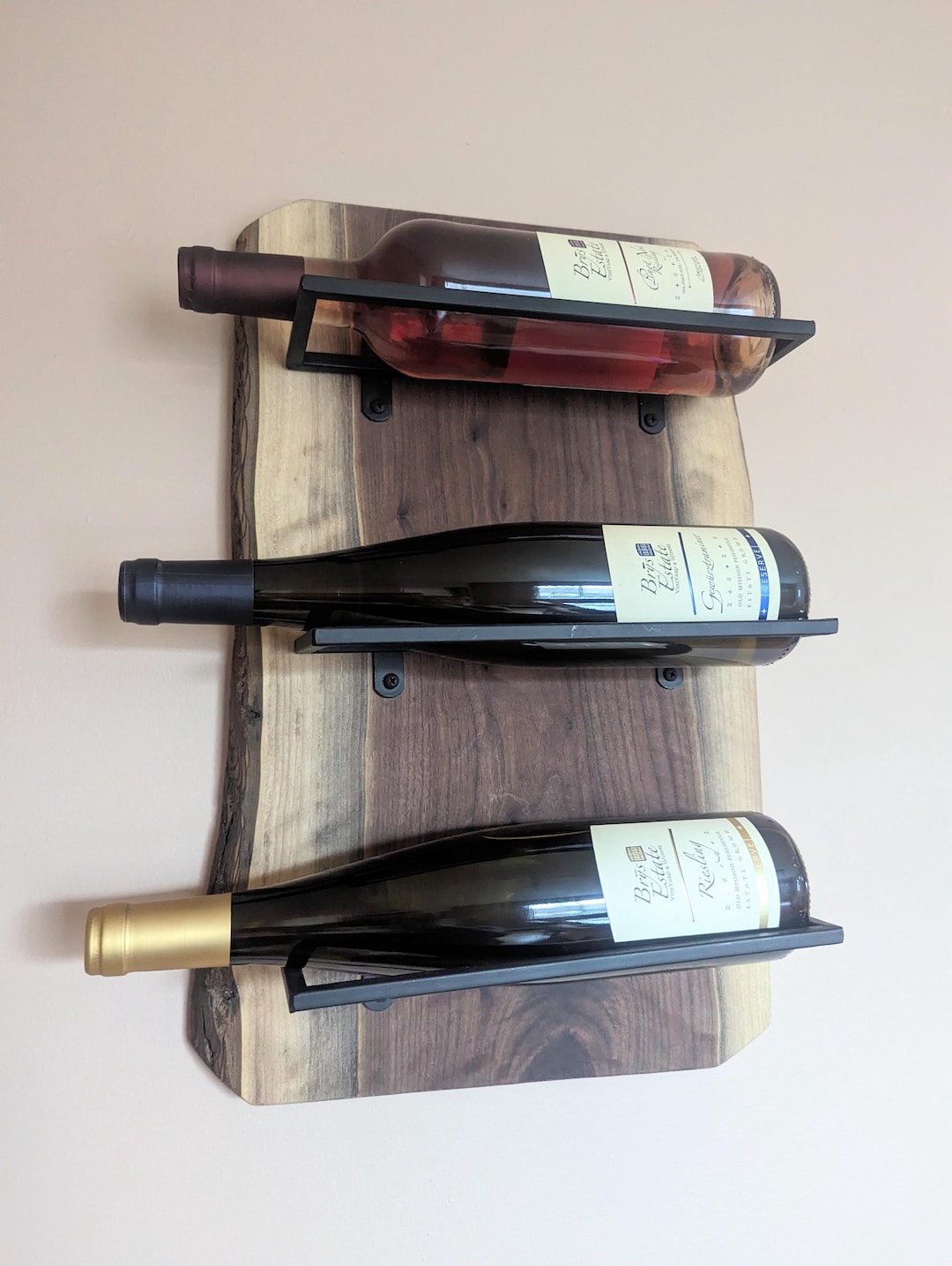 Live Edge Walnut Vertical Wine Rack, Art, Custom Handcrafted Decor ...