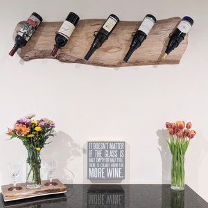 Live Edge Oak Horizontal Wine Rack, White Washed Oak, Wall Art, Custom ...