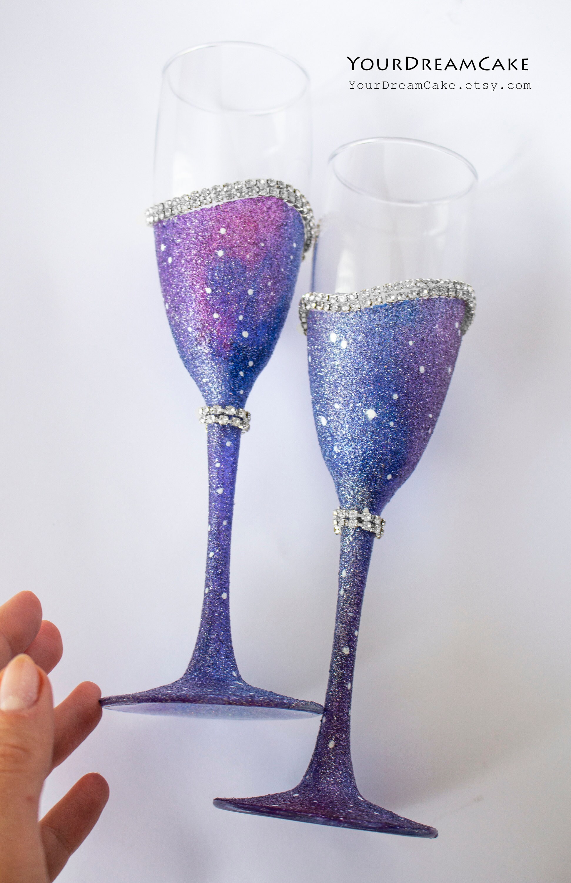 Galaxy Wedding Champagne Set, Wedding Glasses, Set for Cake, 2 Forks ...