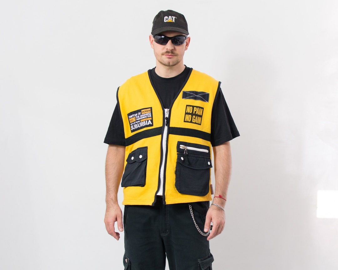 Vintage CARGO Vest Yellow Suburbia Men Size L - Etsy