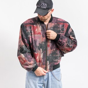 Oversized 80's Bomber Jacket Vintage Printed Men Size L/XL - Etsy