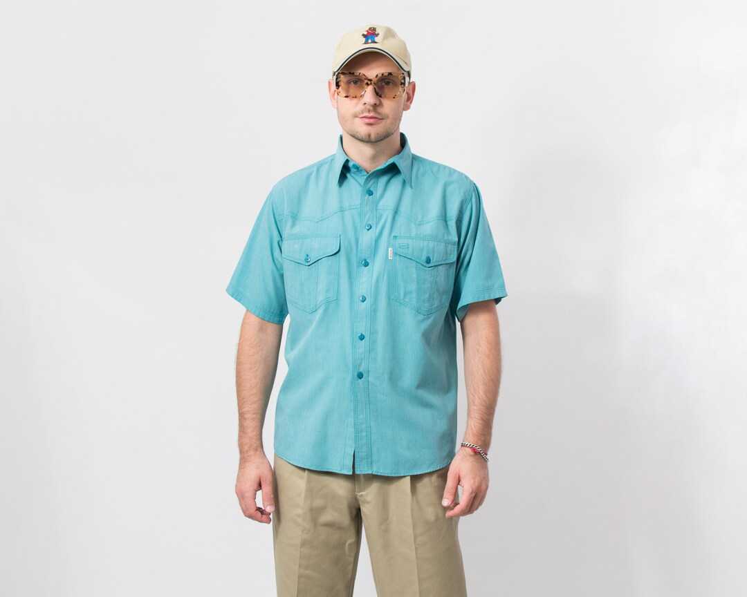 Turquoise 90's Weekend Shirt Vintage Normcore Top Men Size M - Etsy