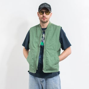 Denim Vest Green Insulated Sleeveless Jacket Men Size L - Etsy