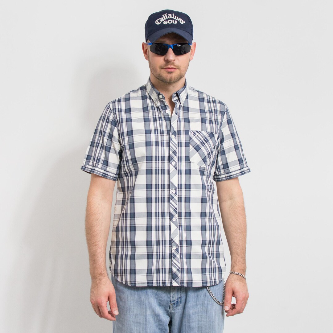 Vintage Fred Perry Plaid Shirt | Cotton Button-up Men's L - Etsy