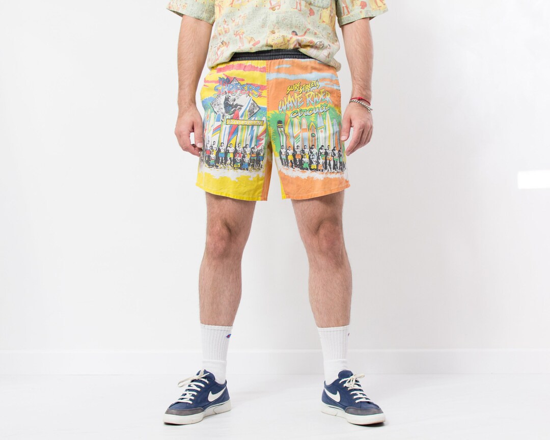 Surf Printed 90's Shorts Vintage Rainbow Summer Beach Men Size S - Etsy