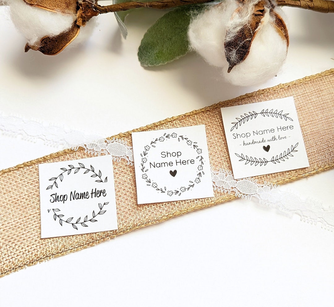 Wreath Frame Printed Sew on Fabric Labels, Custom Labels, Product ...