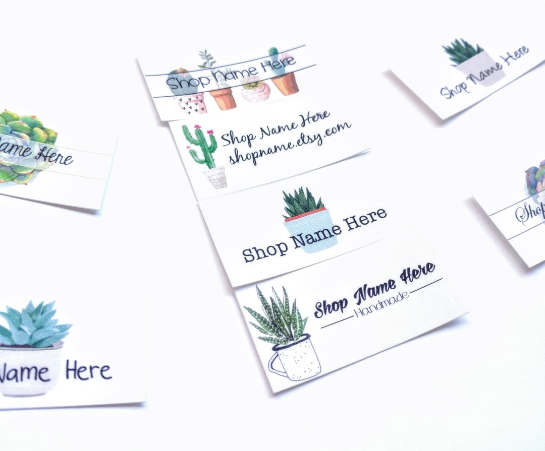Succulents Printed Sew on Fabric Labels, Custom Labels, Product Label ...