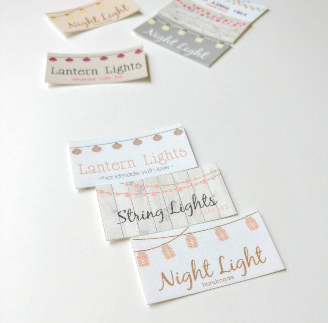 String Lights Printed Sew on Fabric Labels, Custom Label, Product Label ...